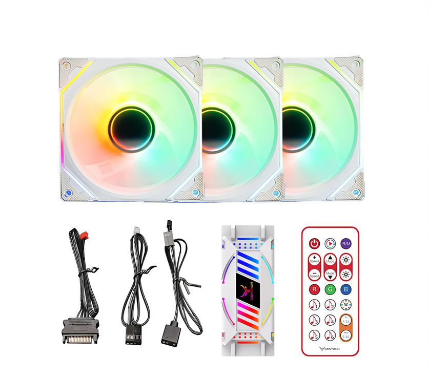 COMBO 3 FAN TẢN NHIỆT LED RGB CENTAUR AR CT8900 HUB KHIỂN TRẮNG